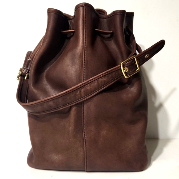 Coach | Bags | Coach Vintage 966 Legacy Leather Brown Drawstring Bucket ...